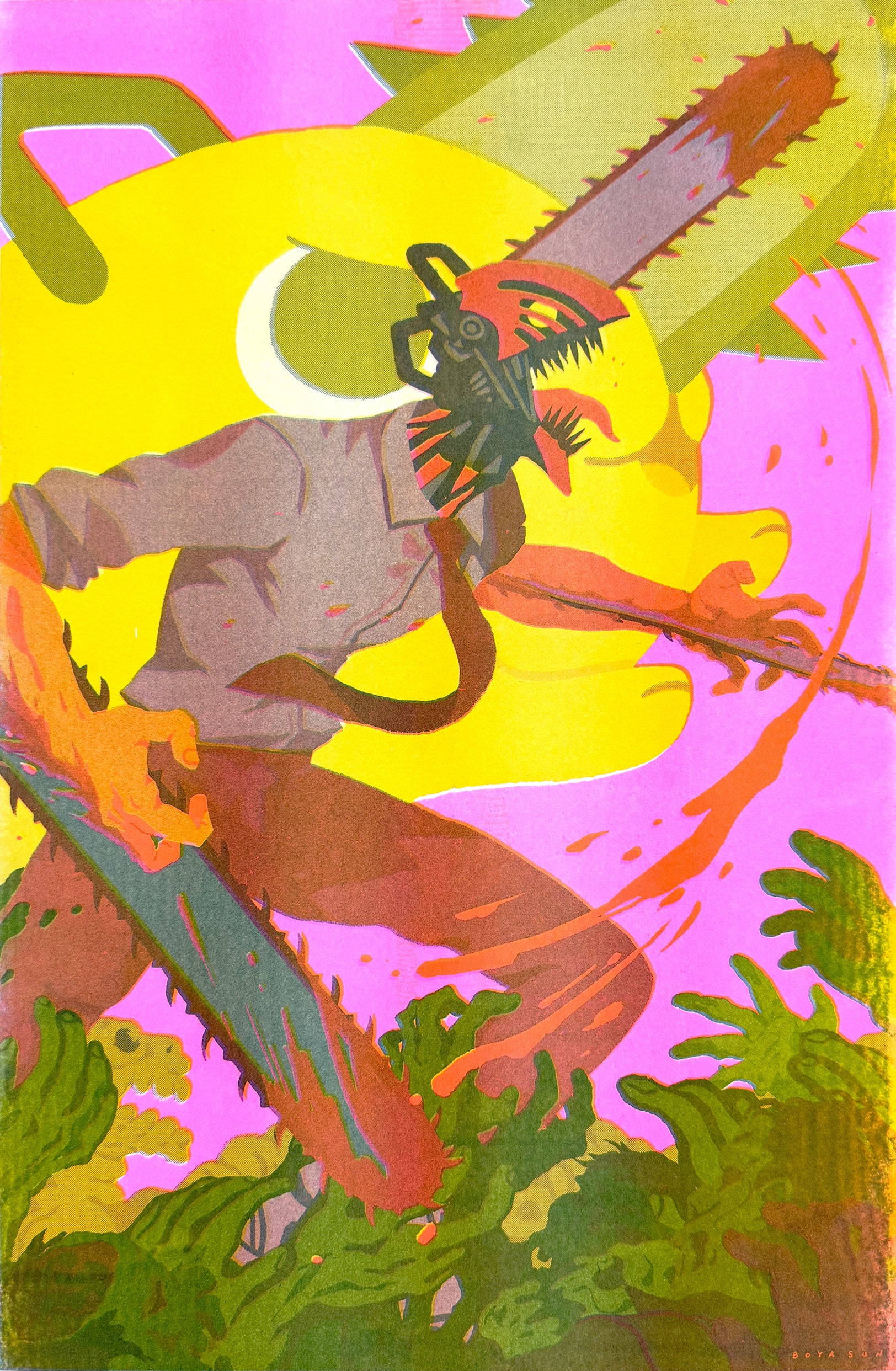 Boya Sun - Chainsaw Man Risograph – Nucleus Portland
