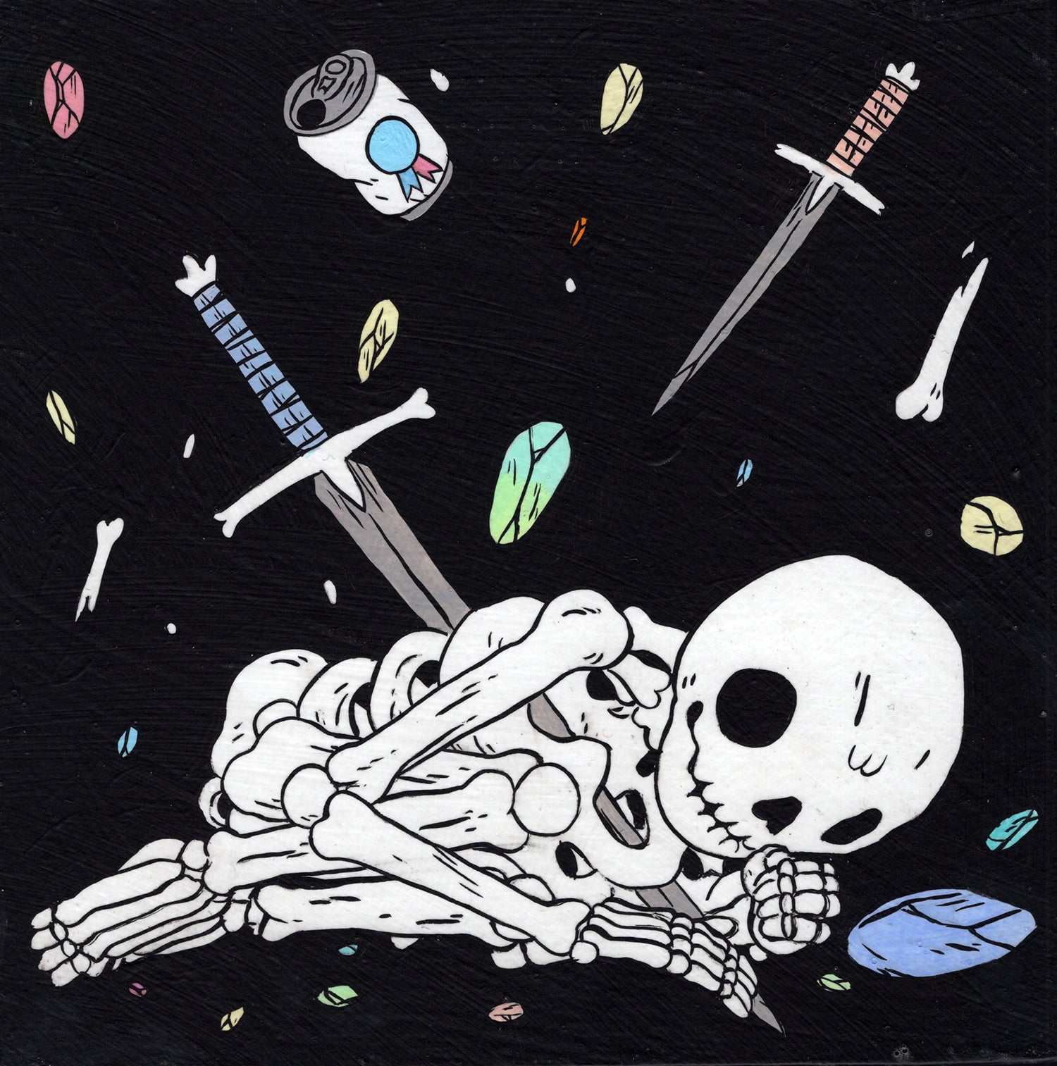 Deth P. Sun - Skeleton Resting with Sword in Back – Nucleus Portland
